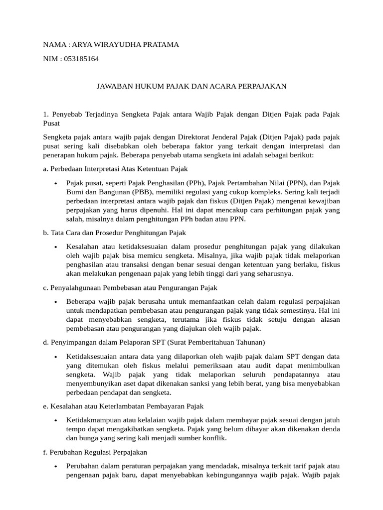 HUKUM PAJAK DAN ACARA PERPAJAKAN YUDA PRATAMA | PDF