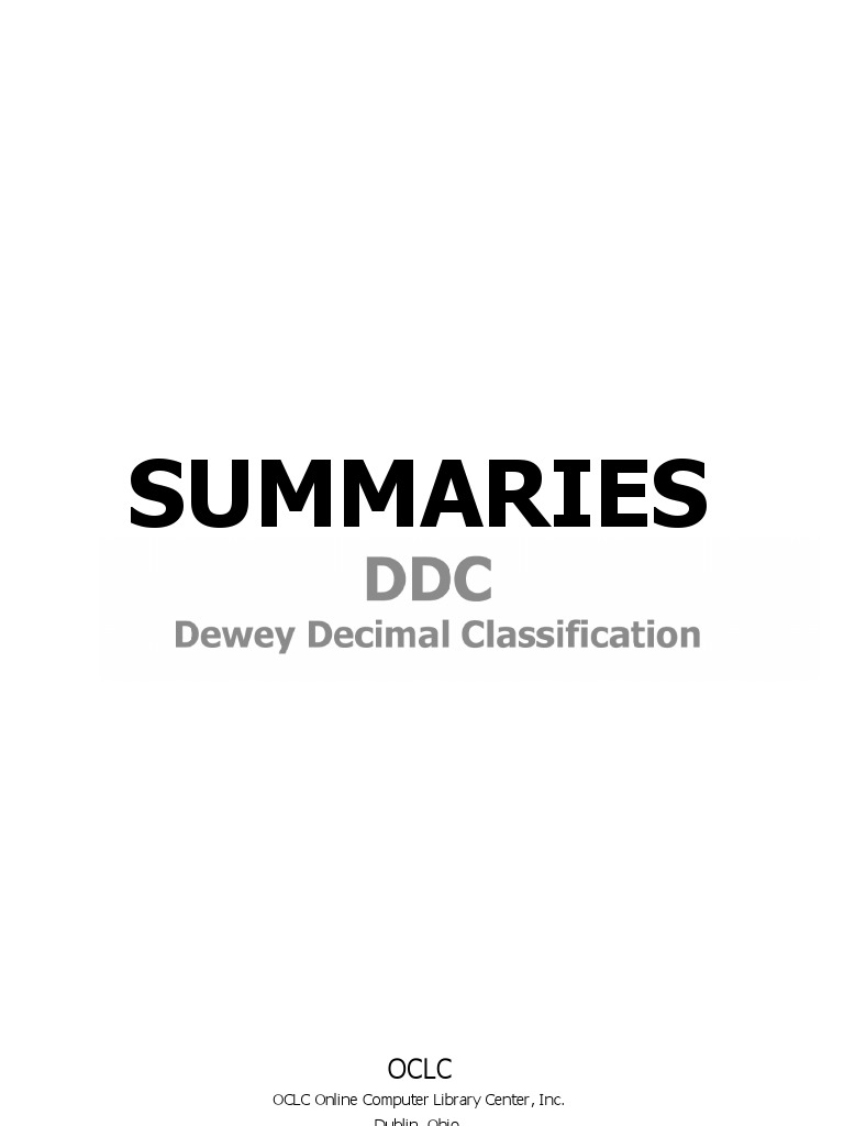 LIBRARIES Summaries DDC Dewey Decimal Classification | PDF | Christian ...