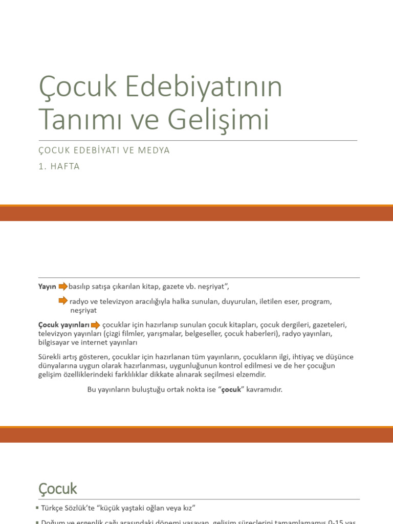 1hafta Cocuk Edebiyati Ve Medya | PDF