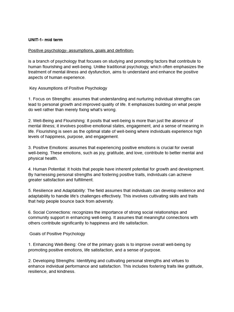 Positive psychology (1) | PDF | Well Being | Happiness