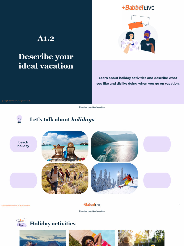 ENG - A1 - 2 - 12 Describe Your Ideal Vacation | PDF | Languages ...