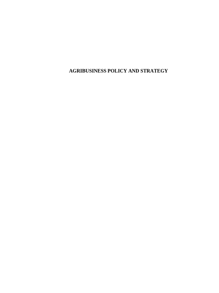 Agribusiness Policy and Strategy | PDF | Strategic Management | Policy