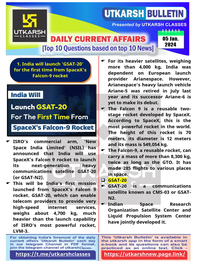 05 January 2024 Current Affairs English | PDF