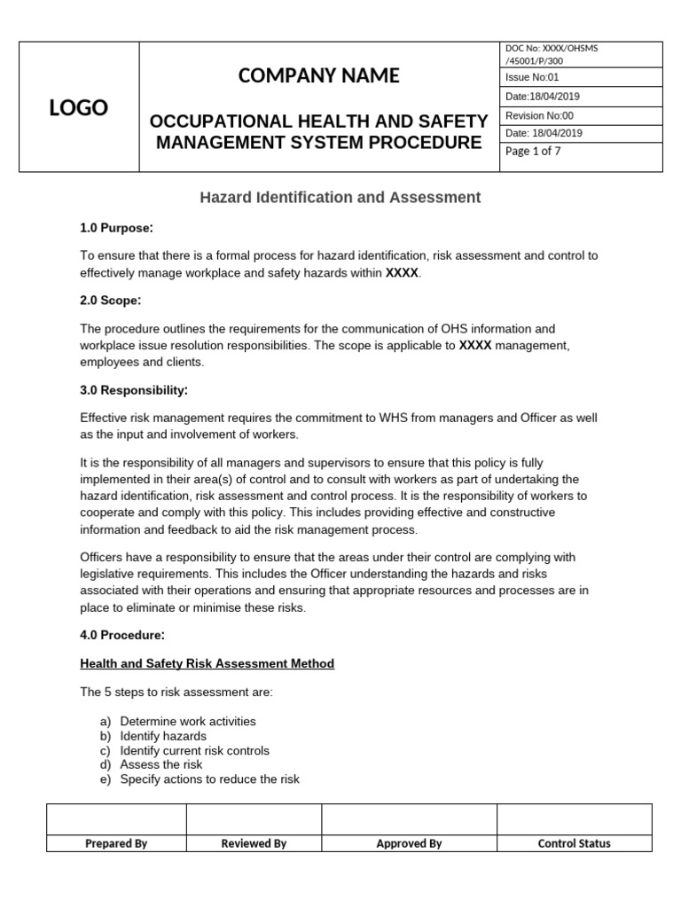 Hazard Identification and Assessment | PDF | Occupational Safety And ...