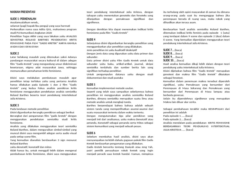Naskah Presentasi Sidang Ta | PDF