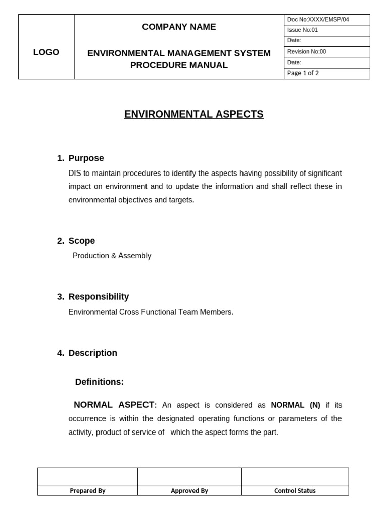 EMSP-04 Environmental Aspects | PDF
