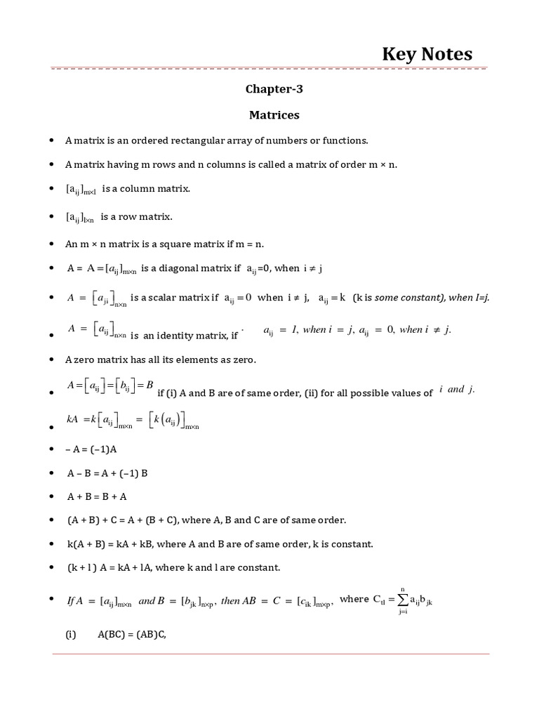 Understanding Matrices: Types & Operations | PDF | Matrix (Mathematics ...