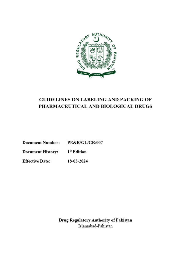 Pharmaceutical Labeling & Packing Guidelines | PDF | Dose (Biochemistry ...
