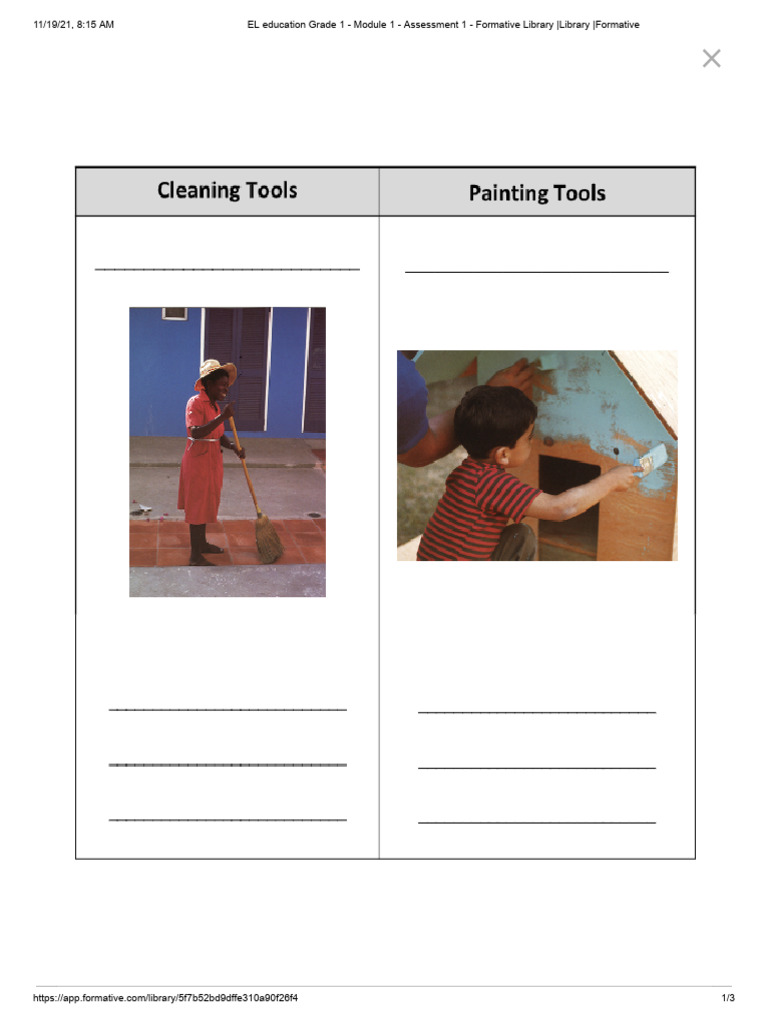 EL Education Grade 1 - Module 1 - Assessment 1 - Formative Library ...