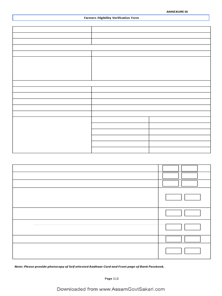 PM KIishan Annexure-Iii Form - AssamGovtSakari | PDF | Government