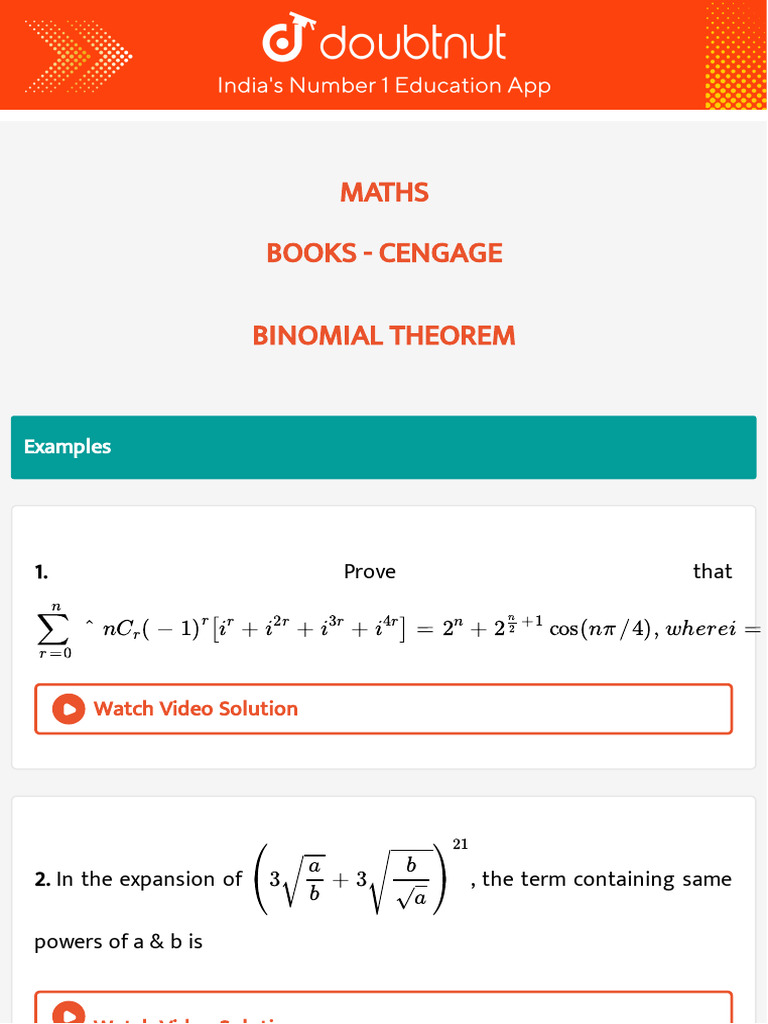 Binomial Theorem | PDF | Complex Analysis | Discrete Mathematics