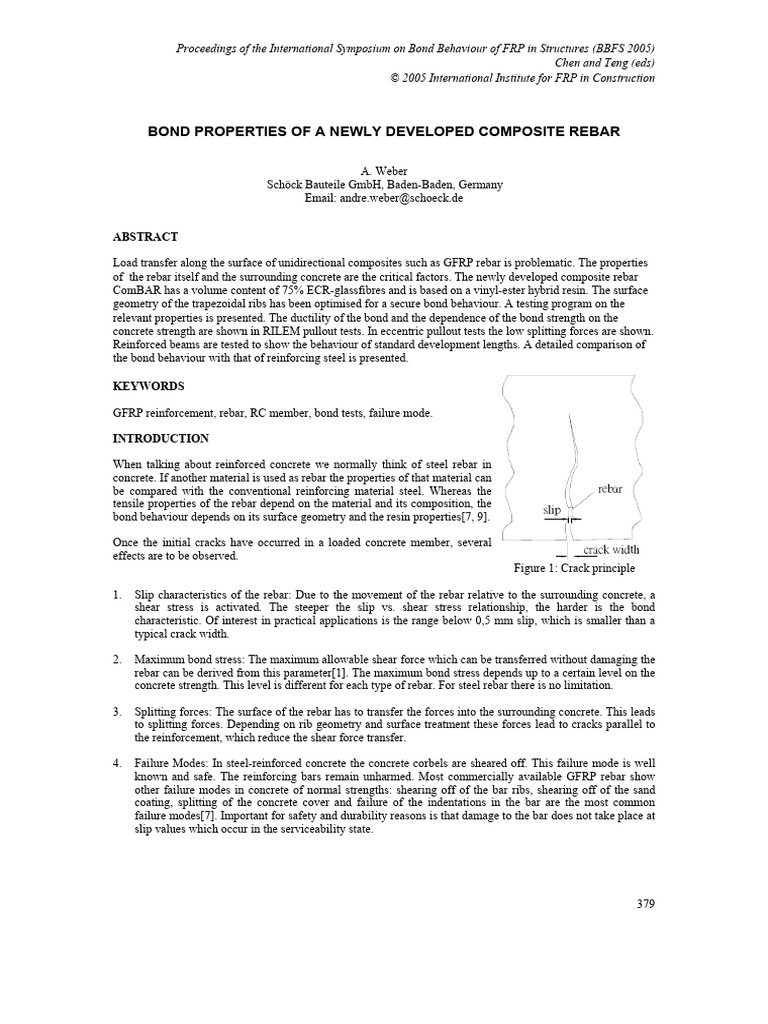 Composite Rebar Bond Properties Analysis | PDF | Strength Of Materials ...