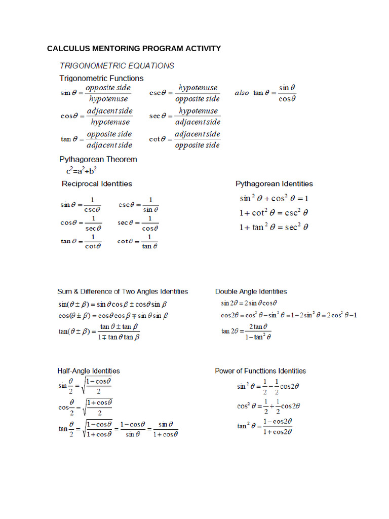 Calculus Mentoring Program Activity | PDF | Derivative | Velocity