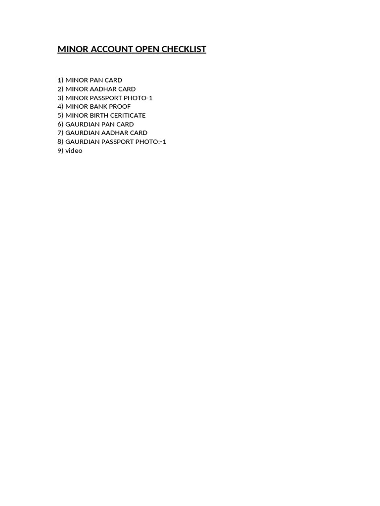 Minor Checklist | PDF