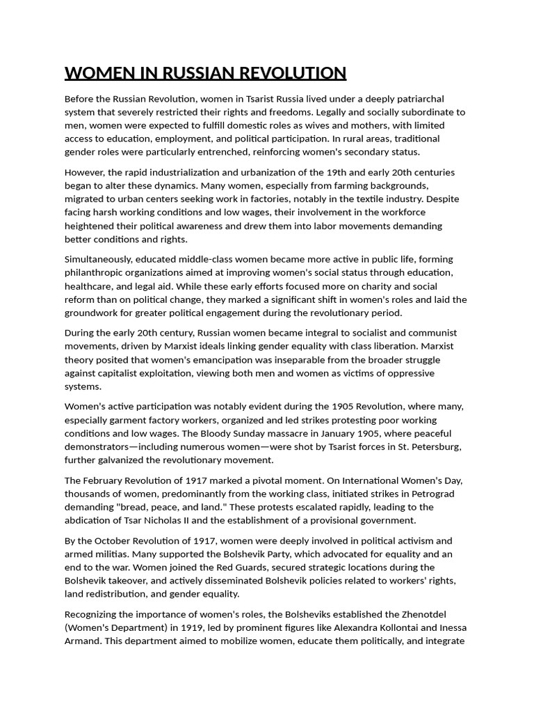 Women in Russian Revolution | PDF | Russian Revolution | Russian Empire