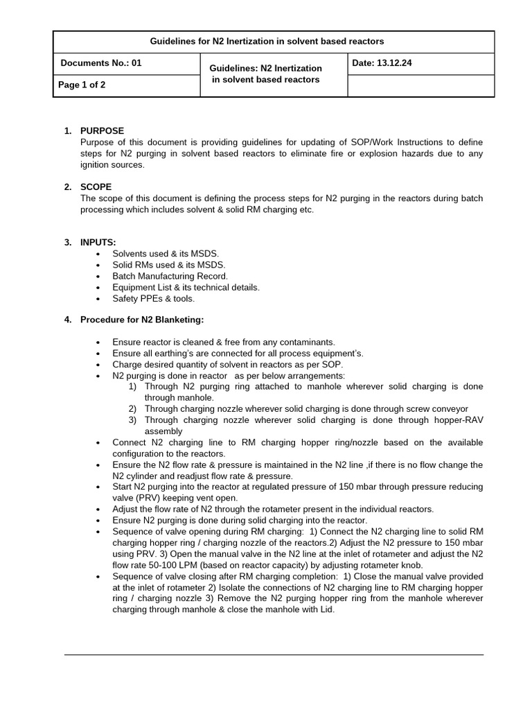 Annexure-2 Guidelines for N2 Intertization | PDF | Valve