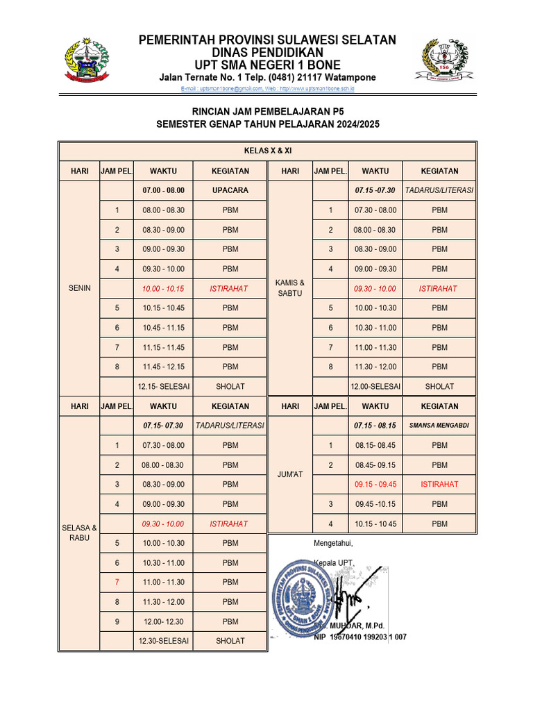 Jadwal P5 SMA 2025 Semester Genap | PDF