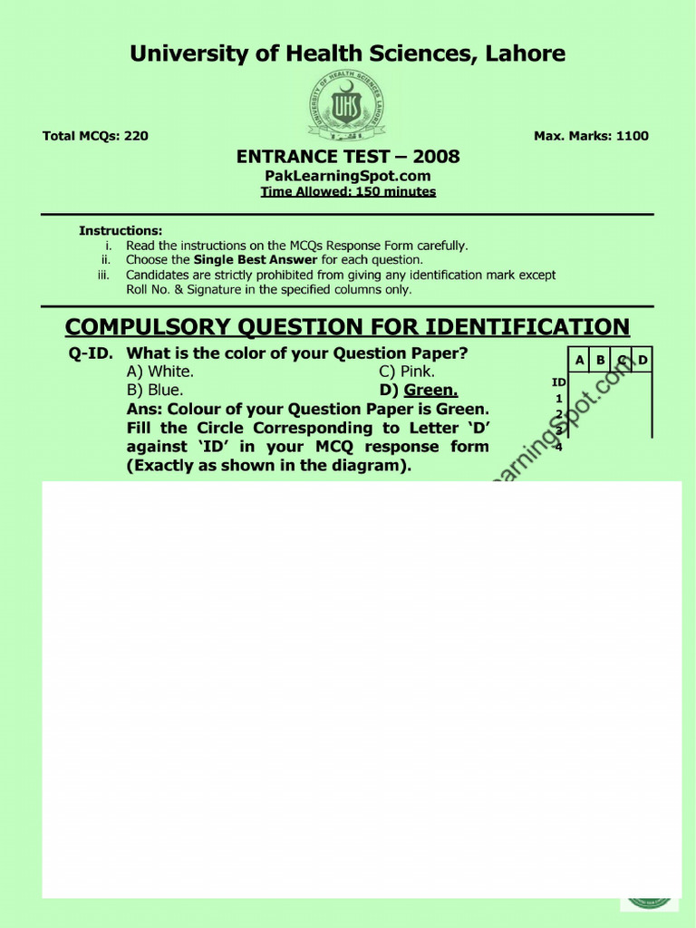 2008-20202022-2023 Mdcat Uhs Past Papers Compiled by Professor Sameera ...