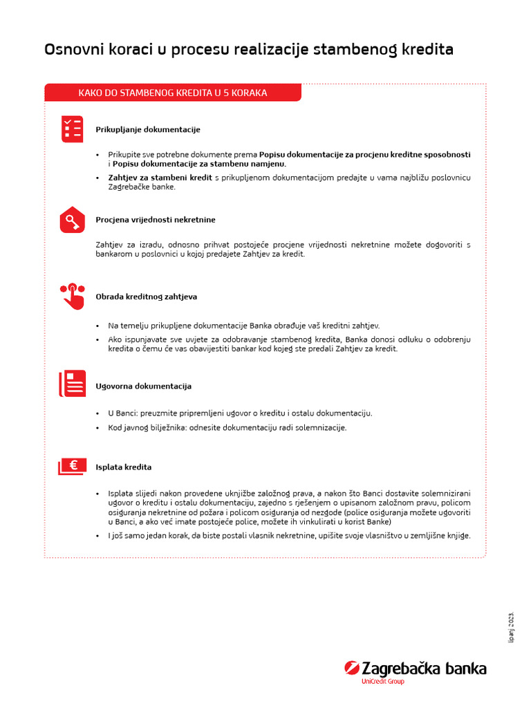 170 Osnovni Koraci U Procesu Realizacije Stambenog Kredita Srpanj 2023 | PDF