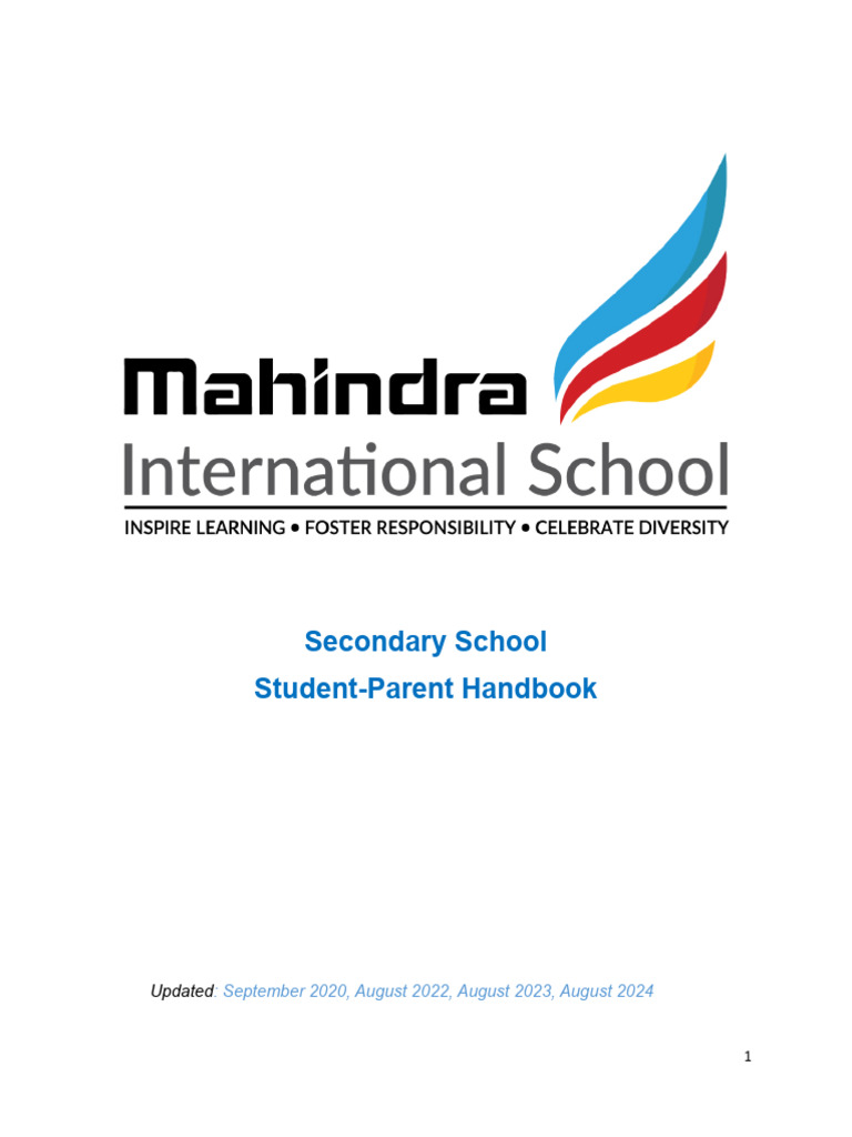 Secondary School Student-Parent Handbook | PDF | Educational Assessment ...