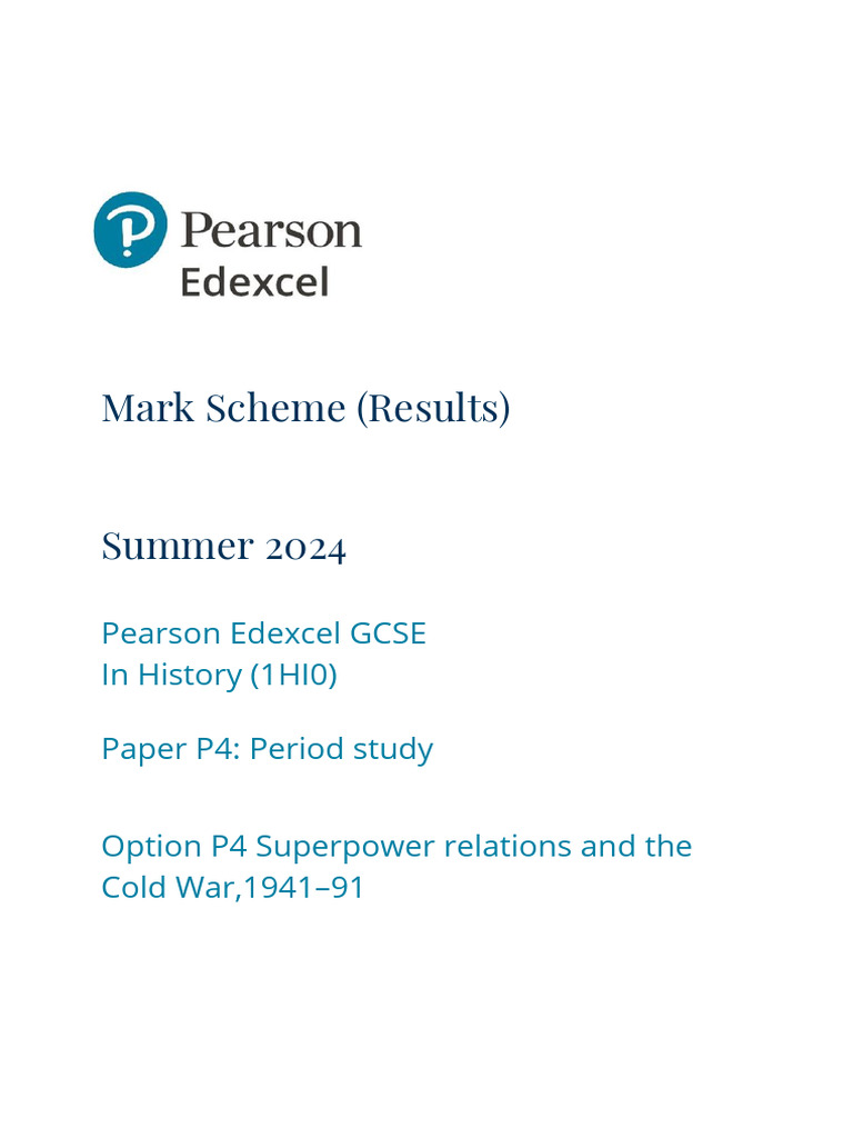 Cold War Superpower Relations Mark Scheme | PDF | International ...