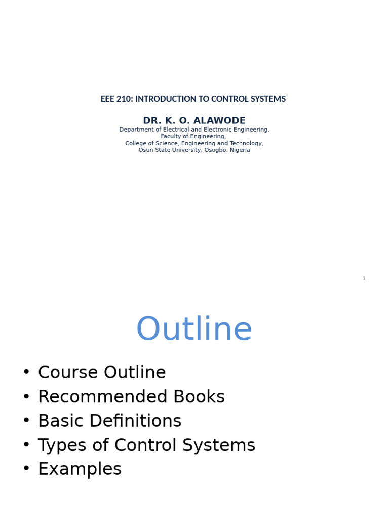 EEE 210 Control Systems | PDF | Feedback | System