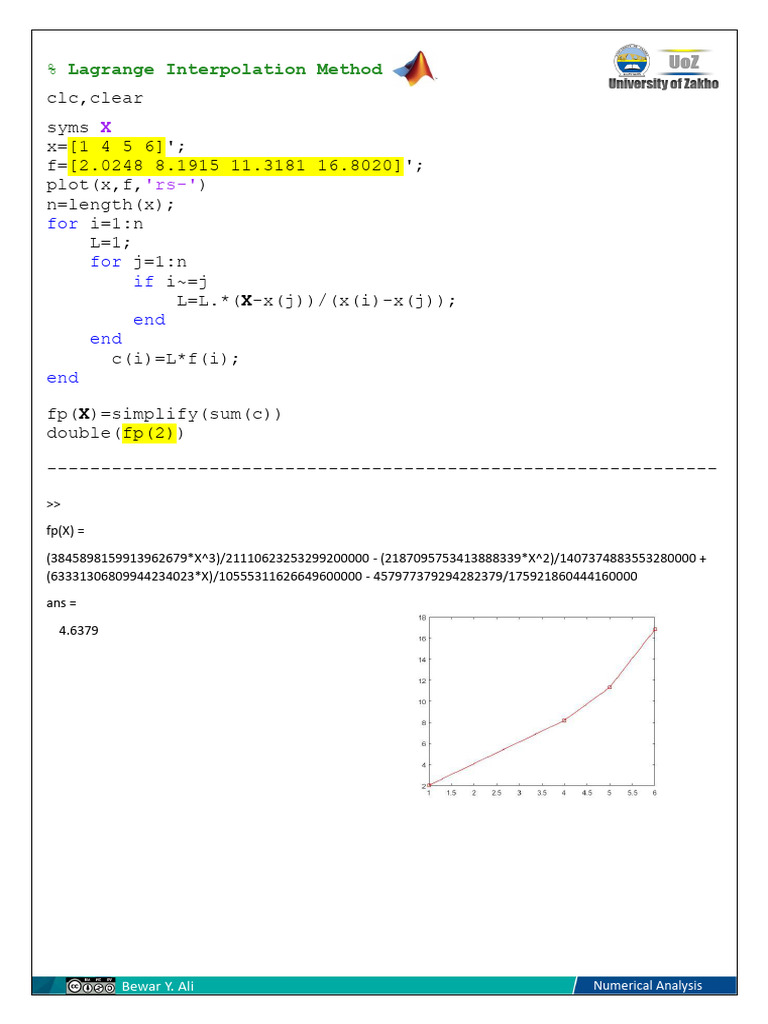 Lagrange Interpolation Method | PDF