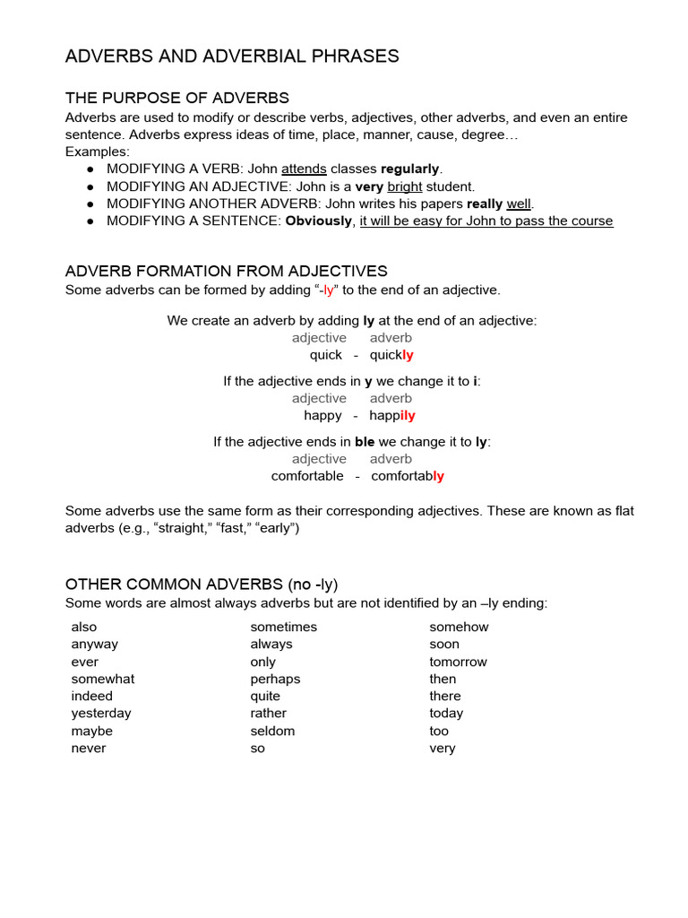 Understanding Adverbs and Their Uses | PDF | Adverb | Adjective