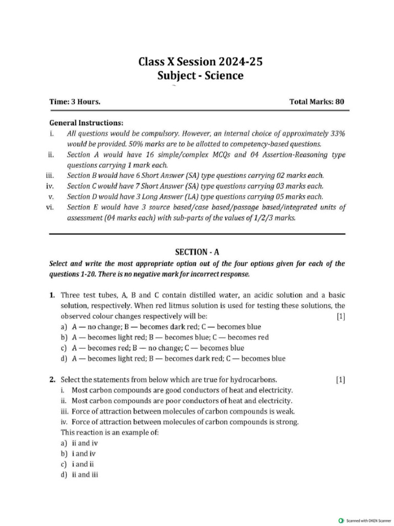 Science Test Paper-2 | PDF