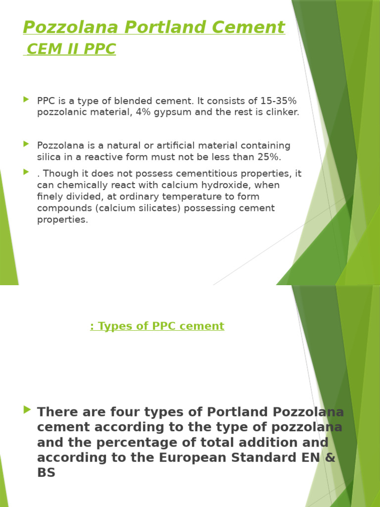 PPC Cement Composition and Types | PDF