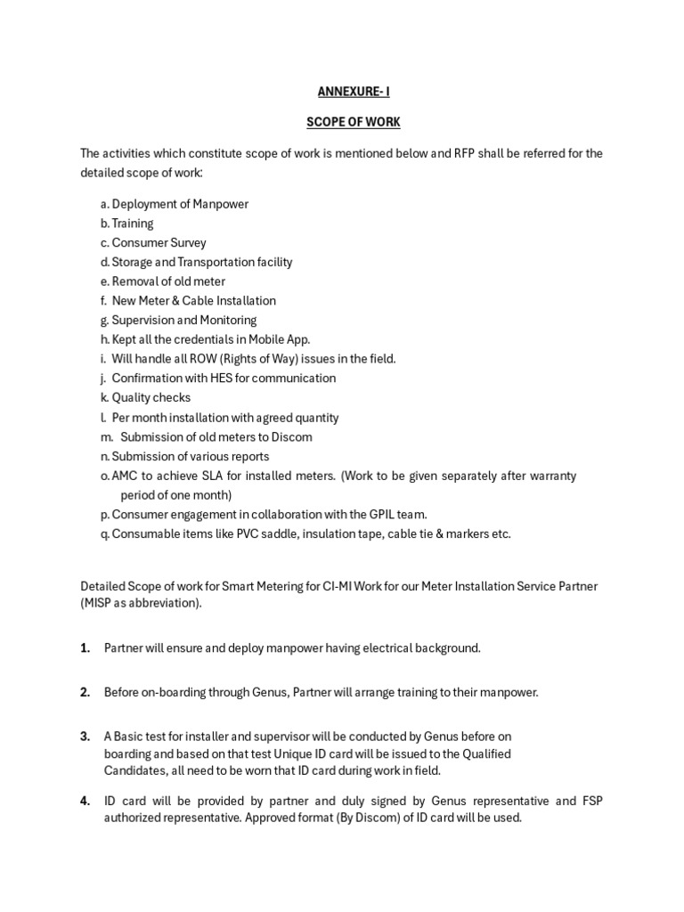Smart Meter Installation Scope of Work | PDF | Employment ...