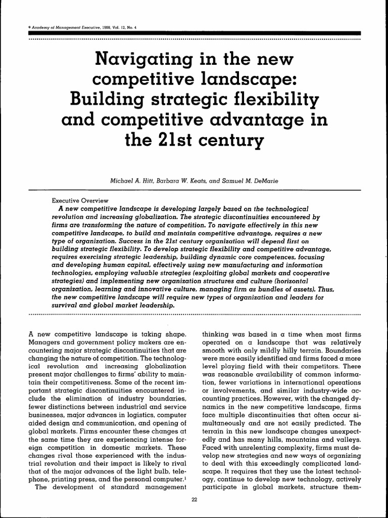 Navigating in The New Competitive Landscape | PDF | Outsourcing ...