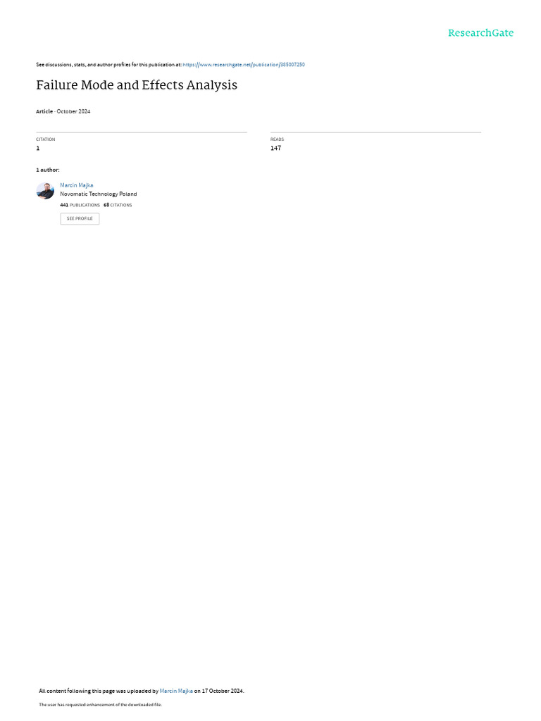 Failure Mode and Effects Analysis | PDF | Reliability Engineering | Risk Management