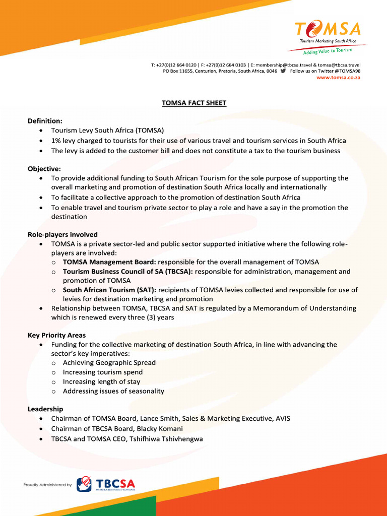 TOMSA Fact Sheet-2020-1 | PDF