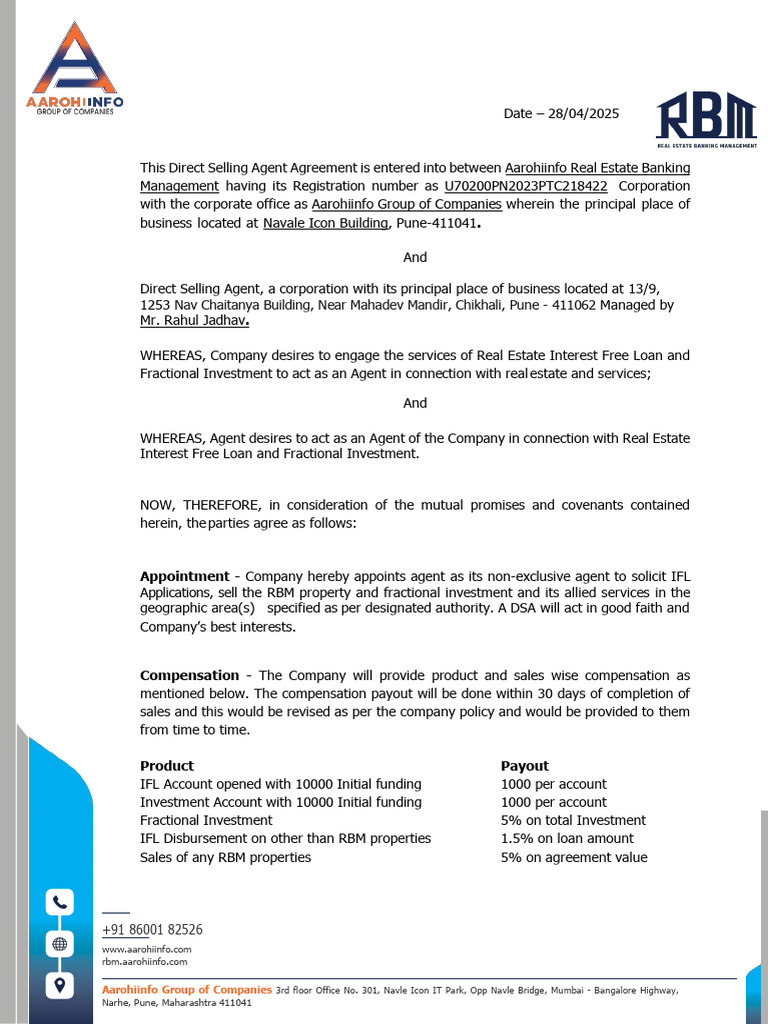 Direct Selling Agent Agreement Overview | PDF | Business Law | Justice