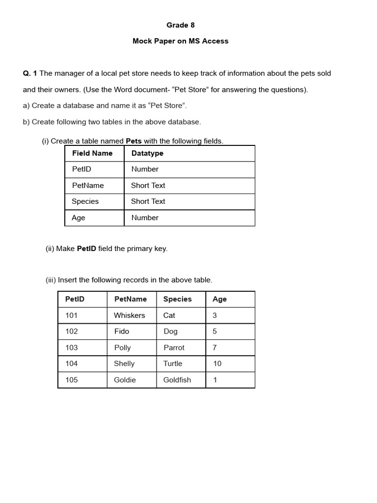 ICT - Mock Paper2 - Grade 8 - AE - QP | PDF | Pet | Data Management