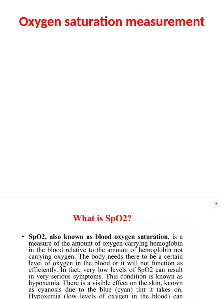 Oxygen Saturation Measurement | PDF
