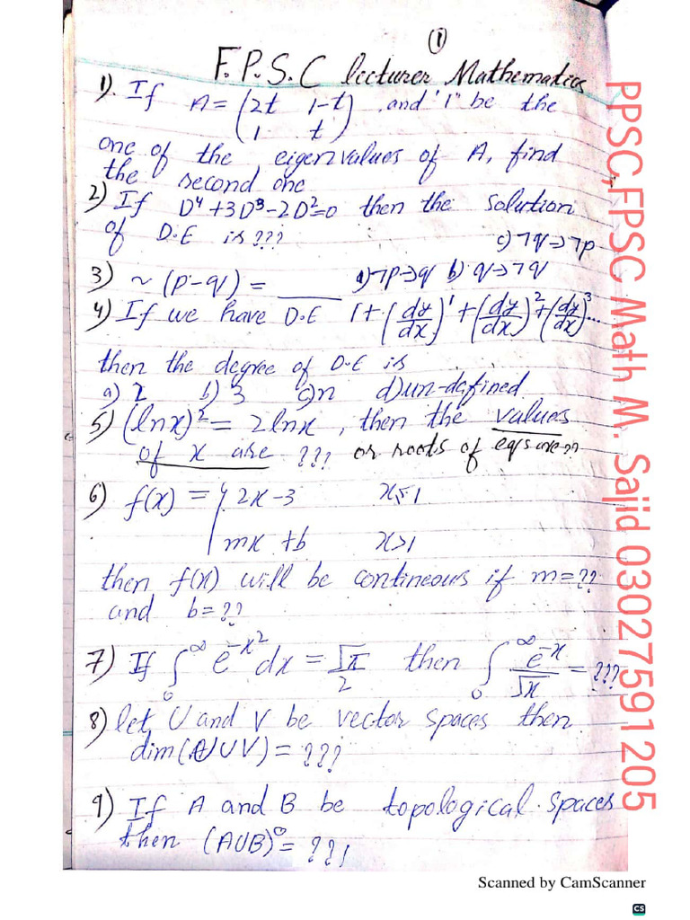 FPSC Past Paper M.Sajid 03027591205 | PDF