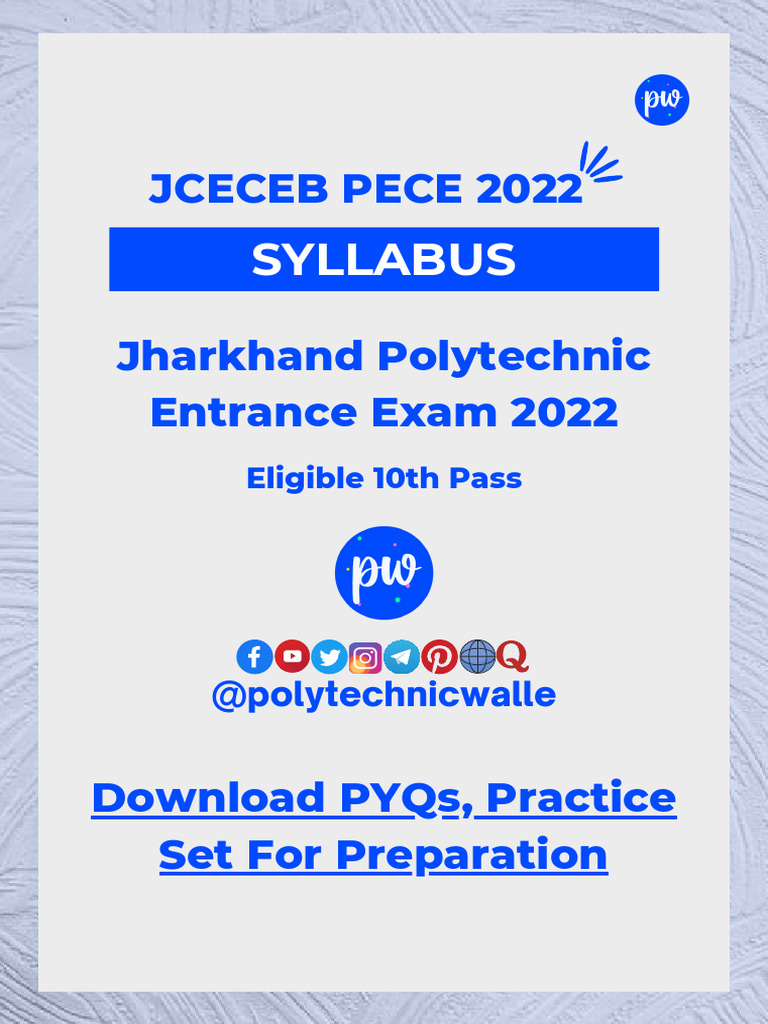 JCECEB PECE 2022 Jharkhand Polytechnic Entrance Syllabus PDF | PDF