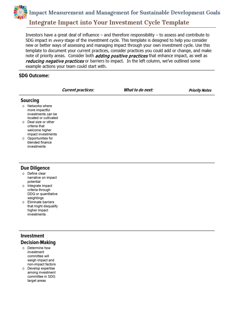 Integrate Impact Into Your Investment Cycle Template | PDF