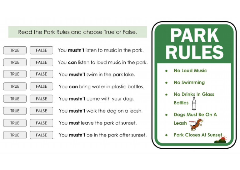 Park Rules: Must or Mustn't | PDF