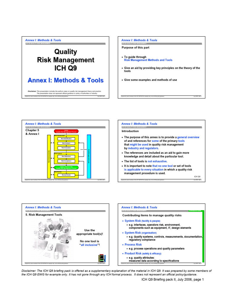ICH Q9 - QRM Training Slides | PDF | Risk Management | Risk