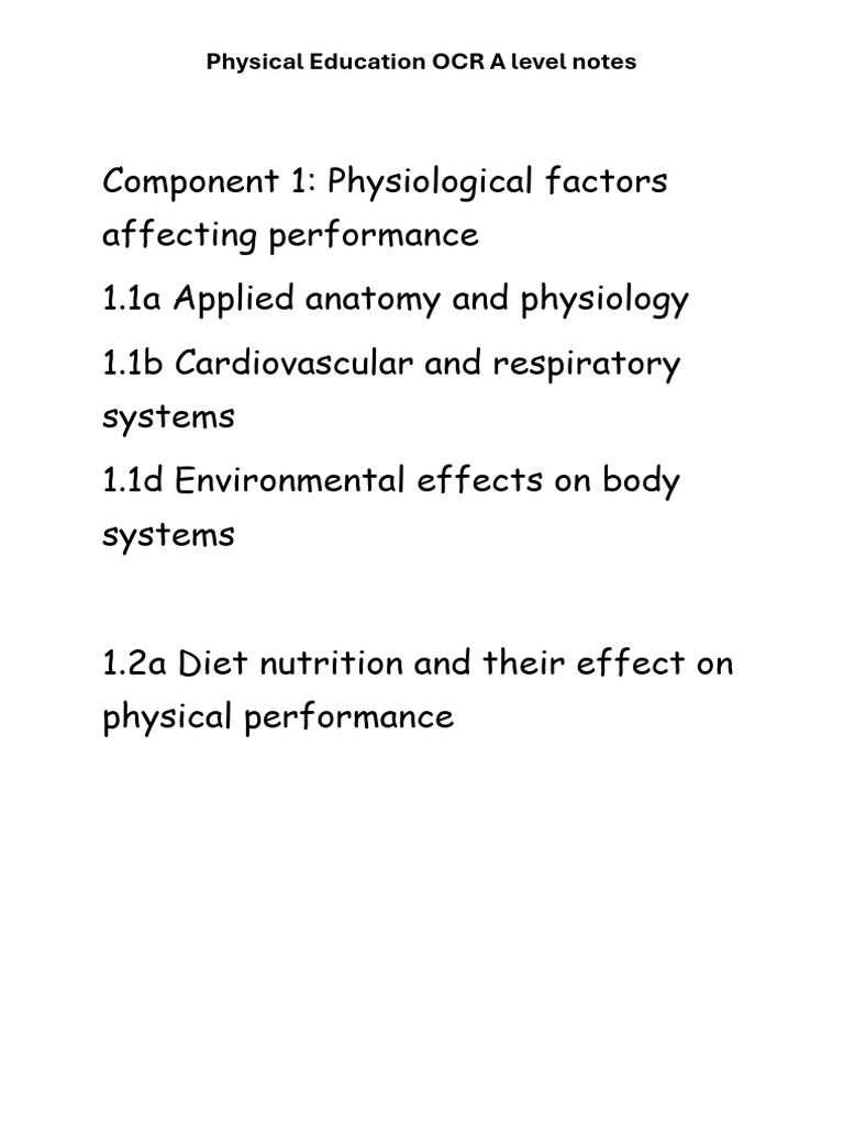 A Level Physical Education Notes: Anatomy & Movement | PDF | Ventricle ...