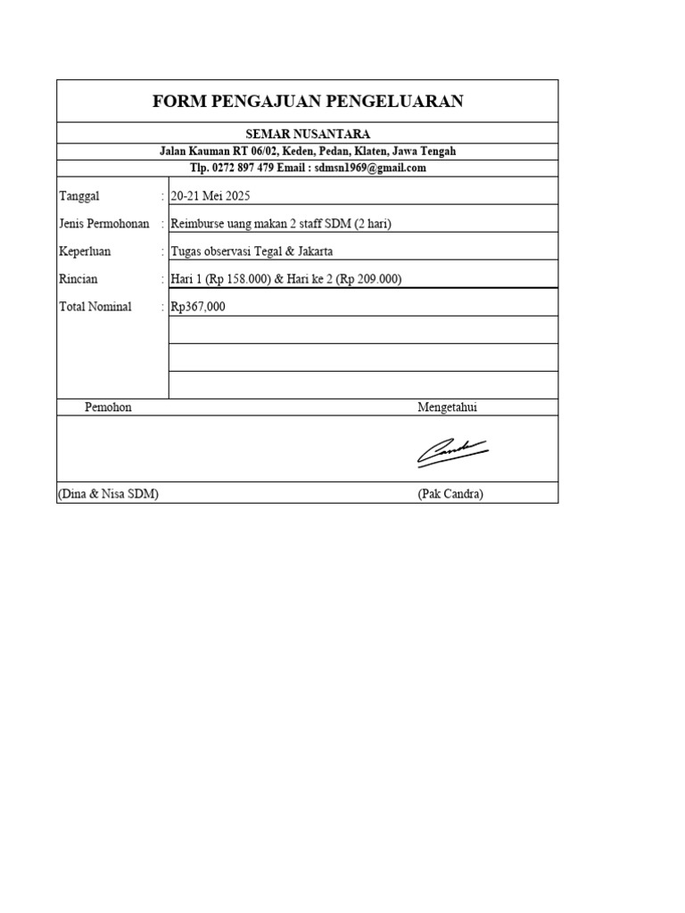 Form Pengajuan Pengeluaran-2 | PDF