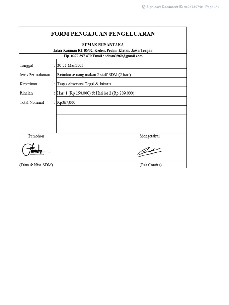 Form Pengajuan Pengeluaran (1) - 2 | PDF