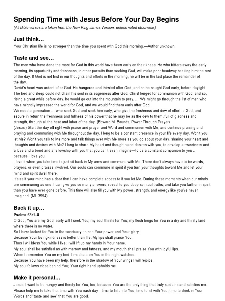 01 - Spending Time With Jesus Before Your Day | PDF | Prayer | God