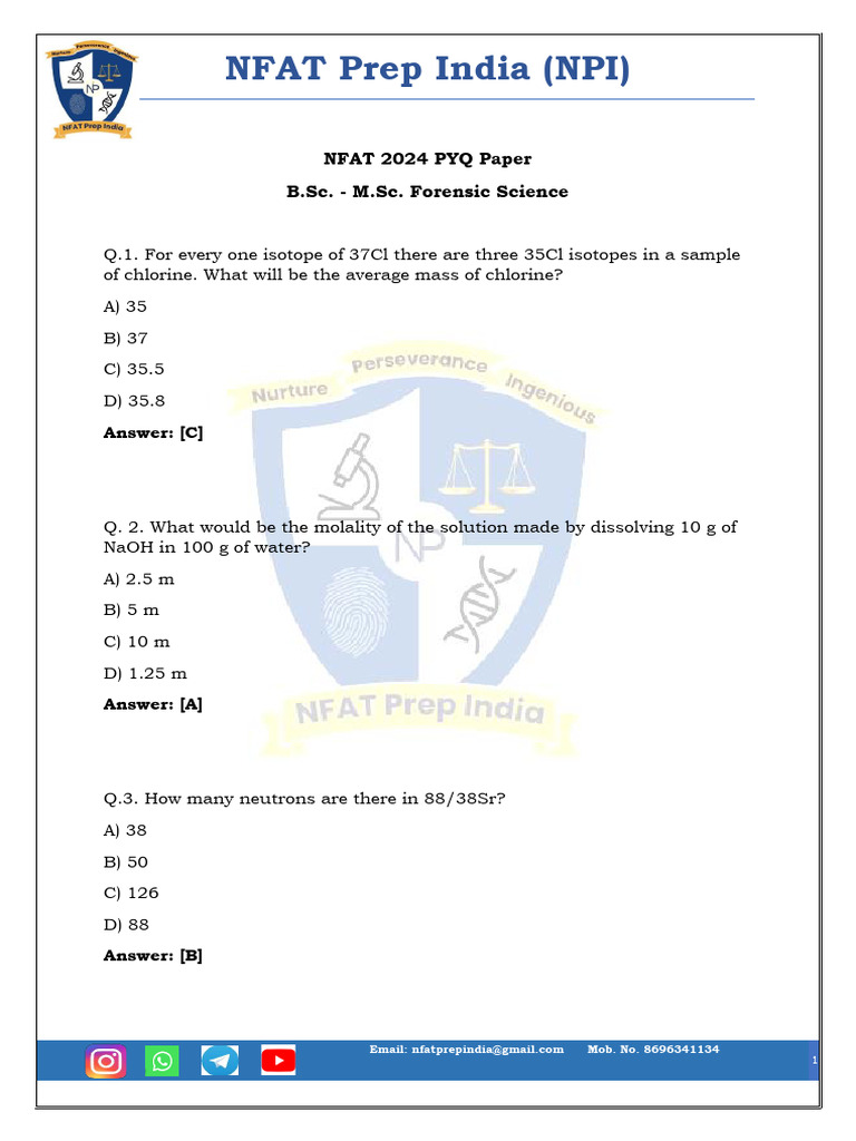 NFAT 2024 Question Paper PDF | PDF | Dominance (Genetics) | Force