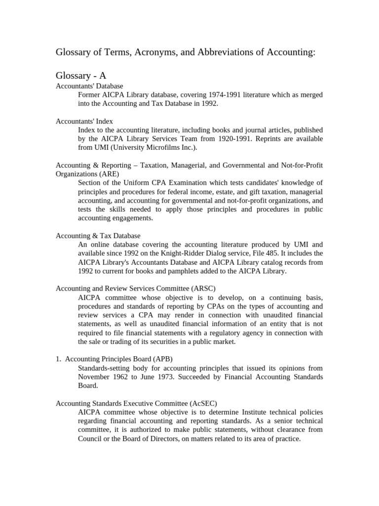 Glossary of Terms | PDF | Certified Public Accountant | Accounting