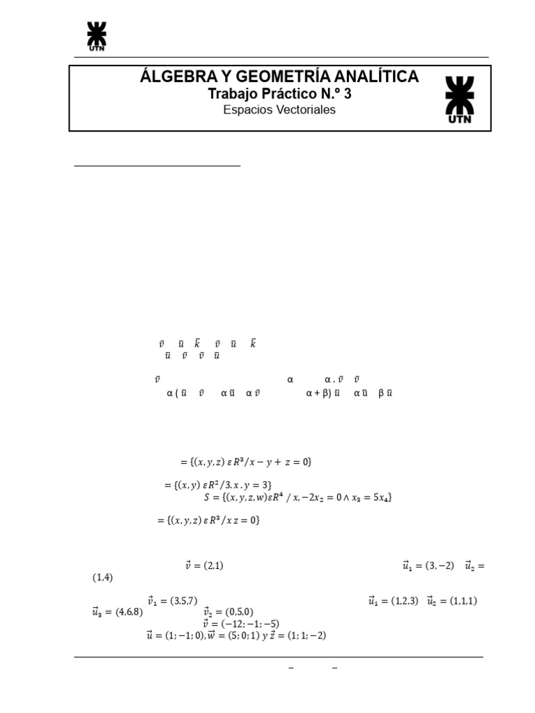 TP3 Espacios Vectoriales-2024 | PDF | Base (álgebra lineal) | Vector Euclidiano