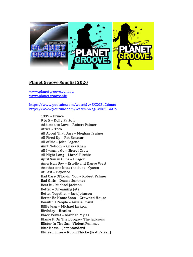 2020 Planet Groove Songlist | PDF | Sound Recording | Musicians